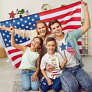 Labor Day Tiered Tray Decor Wooden Star Set, 3 Pcs Veterans Day Table Decorations, Rustic Patriotic Tabletop Home Decor, Red White and Blue Decorations for Celebration Home (Shiny)