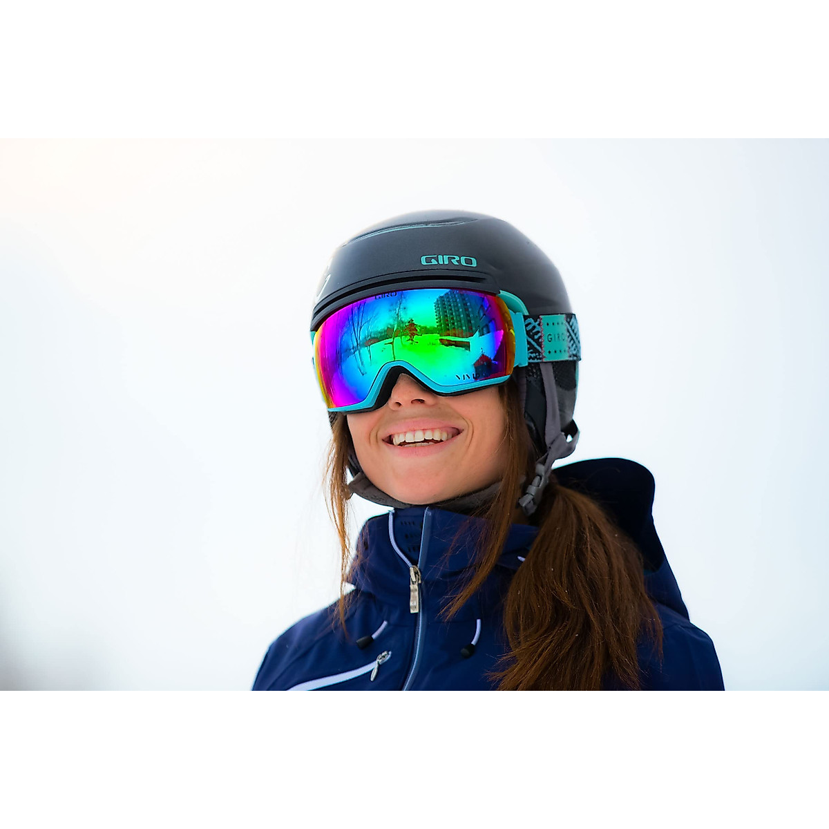Giro Terra MIPS Ski Helmet - Snowboard Helmet for Women & Youth - Matte Coal/Cool Breeze - Size M (55.5-59 cm)