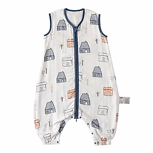 bc babycare Baby Sleep Sack with Feet 3-4T Muslin Cotton Baby Sleeping Bag 0.5 TOG 2-way Zipper Sleeveless Wearable Blanket