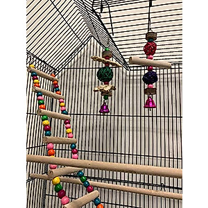 37-Inch Portable Double Roof Top Hanging Flight Bird Cage with Playing Toys for Small Parrot Cockatiel Sun Quaker Parakeet Green Cheek Conure Parrotlet Finch Canary Budgie Lovebird Travel Bird Cage