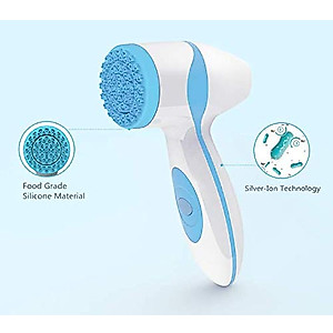 Magentak Electric Facial Cleansing Brush and Spa Massager Rechargeable Heart Motivation with 2 Types of Silicone Heads for Deep Cleansing, Exfoliating and Massaging (Pink)