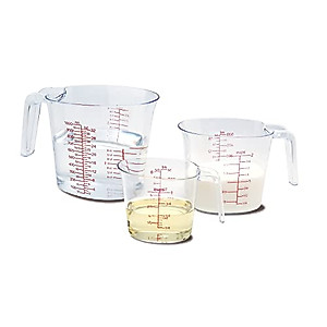NPYPQ 3 Piece Measuring Cup Set, Includes 1-Cup, 2-Cup, and 4-Cup Clear Plastic Liquid Measuring Cups Easy to Read, Essential Kitchen Tools