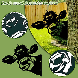 drppepioner Farm Peeping Cow Metal Artwork, Peeping Sheep Metal Yard Art Sculpture, Cow Wall Decor-Farmhouse Peeping Cattle Metal Artwork Outdoor Patio Garden Hanging Decors Silhouette Sign (Calf)