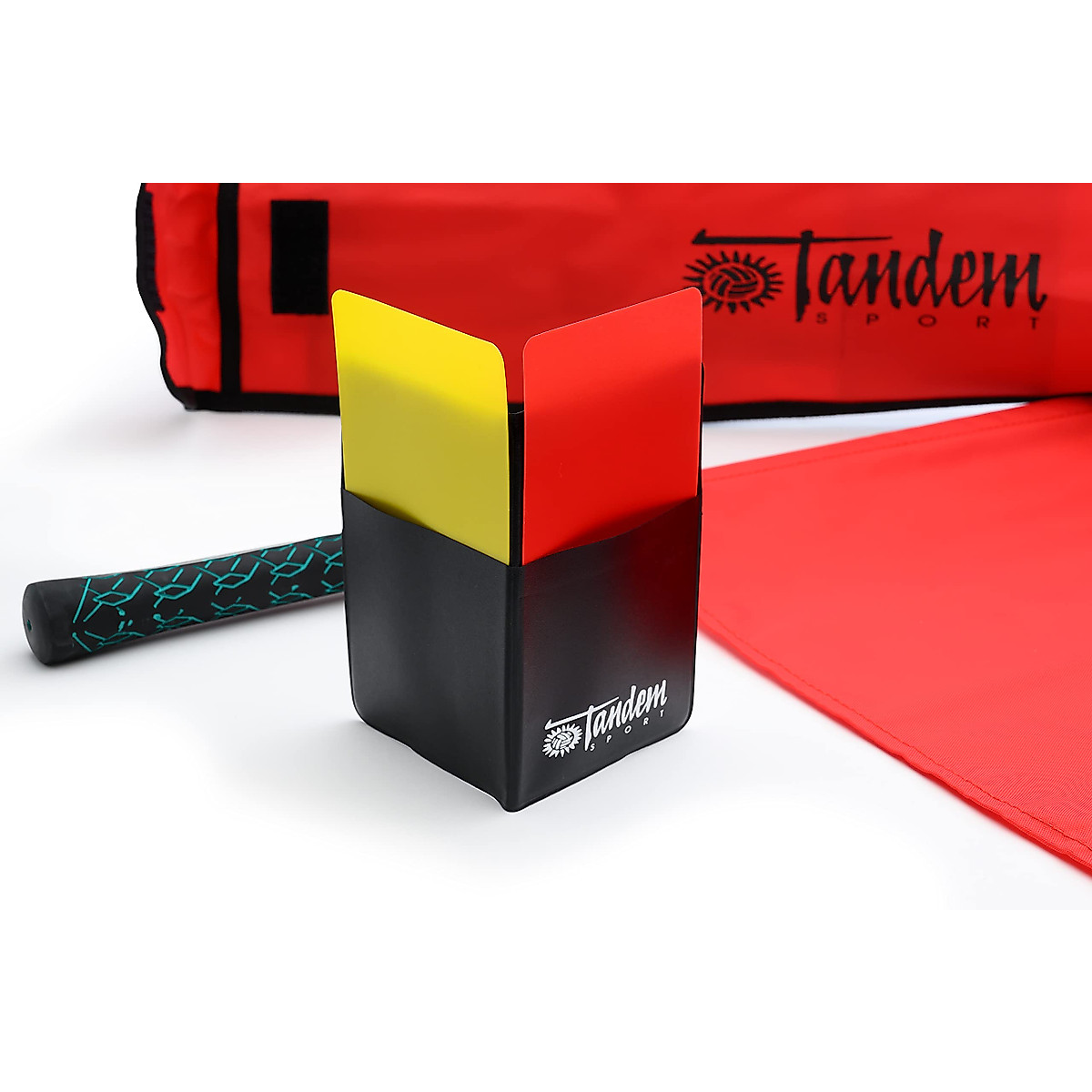 Tandem Sport Officials' Elite Kit - Professional Referee Kit with Whistle, Linesman Flags, Penalty Cards & Bag - Ref Kit