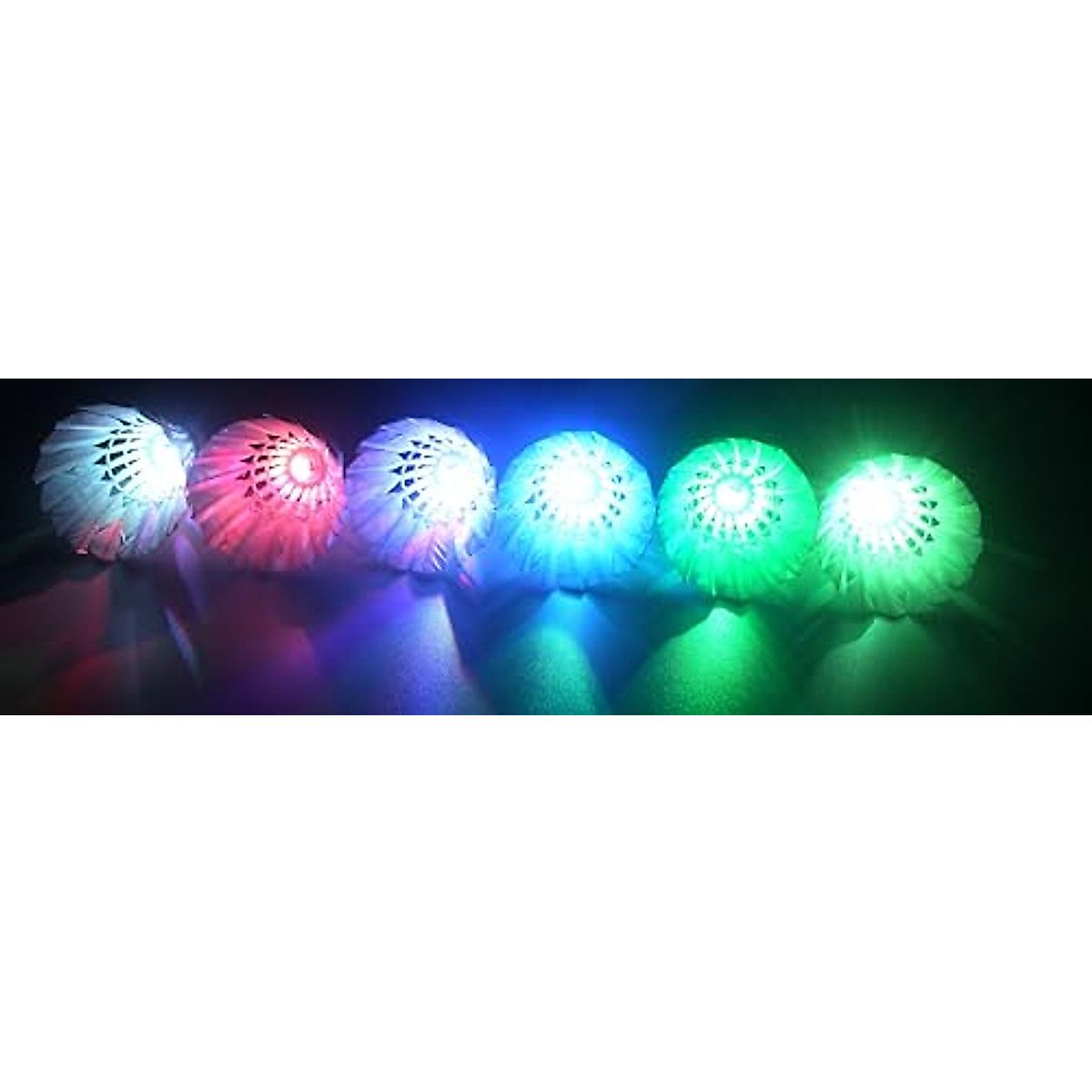 Inngree LED Badminton Birdies, LED Colourful Shuttlecock Dark Night Goose Feather Glow Birdies Lighting Outdoor Indoor Sport Activities (Colourful-6pcs)