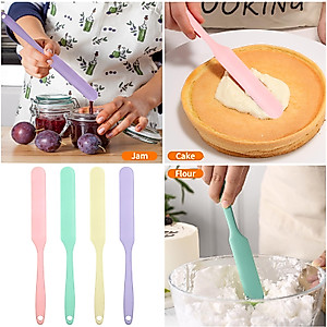 4 Pcs Silicone Jar Spatulas, Non-Stick Heat Resistant Cake Cream Spatulas Set, 9.8 inch Cake Cream Butter Spatulas(4 colors）