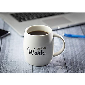 Coffee Mug Wine Gift Set, White Cup and Stemless Wine Glass Set for Coworker Best Friend Teacher Doctor Nurse Dentist Women Men Graduation Wedding Birthday Present Secret Santa Holiday (Work)