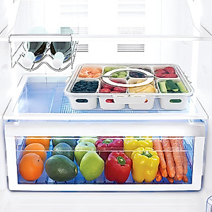 TAROSE Divided Serving Tray with Lid and Handle, Portable Snack Containers Snackle Box Snack Tray with Lid, Veggie Tray Charcuterie Boxes Fruit Tray Candy Organizer (8 Compartments)