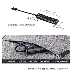 USB C Hub Splitter, 4- Port USB 3.0 Data Hub with High Speed Transfer Up to 5Gbps for iMac, MacBook, Mac Pro/Mini, Surface Pro, XPS, Notebook PC, Laptop USB Flash Drive Mobile Hard Drive