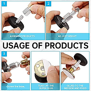 4 PCS Adjustable Threaded Bed Frame Anti-Shake Tool,Headboard Stoppers Fixer with Anti-Shake Hex Nut,Bedside Antishake Telescopic Support Stabilizer for Beds Room Wall Cabinets Sofas Cabinets Desks