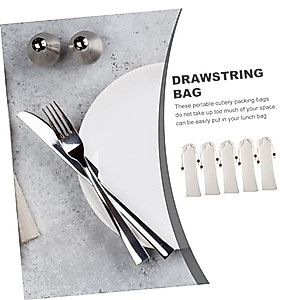 Abaodam 5pcs gift wrap bags chopsticks holder takeout tableware pocket chopsticks storage pockets chopsticks bag for shop chopsticks wrapping bags chopsticks set white drawstring cotton