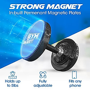 Magnetic Phone Mount - Mobile Gym - A Phone Holder for Videos - Double Sided Magnet – Extra STONG-Fits Any Phone GYM BUDDY (Black)