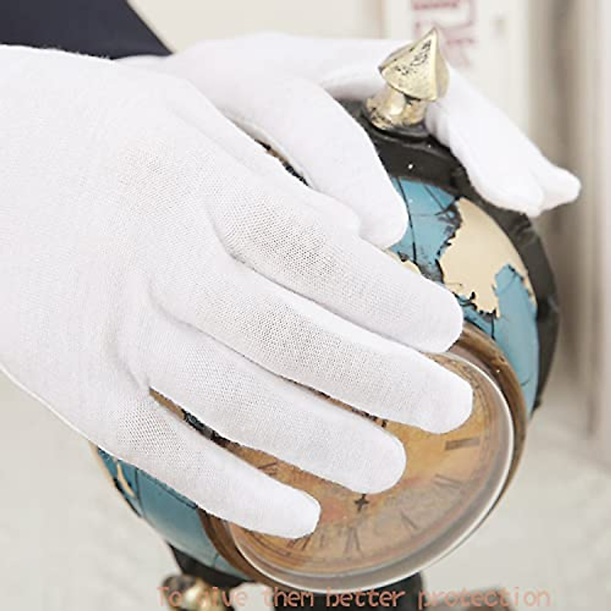 24pcs Unisex Soft White Cotton Gloves for Eczema Gloves for Moisturizing Dry Hands White Cotton Inspection Gloves (Large)