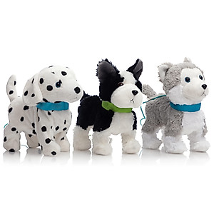 HollyHOME Plush Animated Puppy Husky Puppy Dog Toy Pet with Remote Control Leash Walking, Barking and Waging Tails Electronic Puppy 12 Inches Gifts for Kids