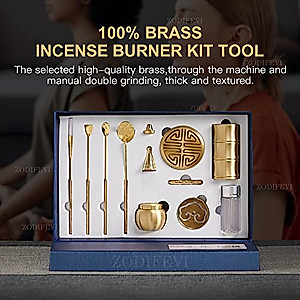 ZODIFEVI 11 Pcs/Set Brass Incense Making Kit Incense Mold Tool, DIY Backflow Tower Incense Cone Molds,Spoon, Press, Shovel, Brush, Bottle Ideal for Yoga Meditation Home Fragrance