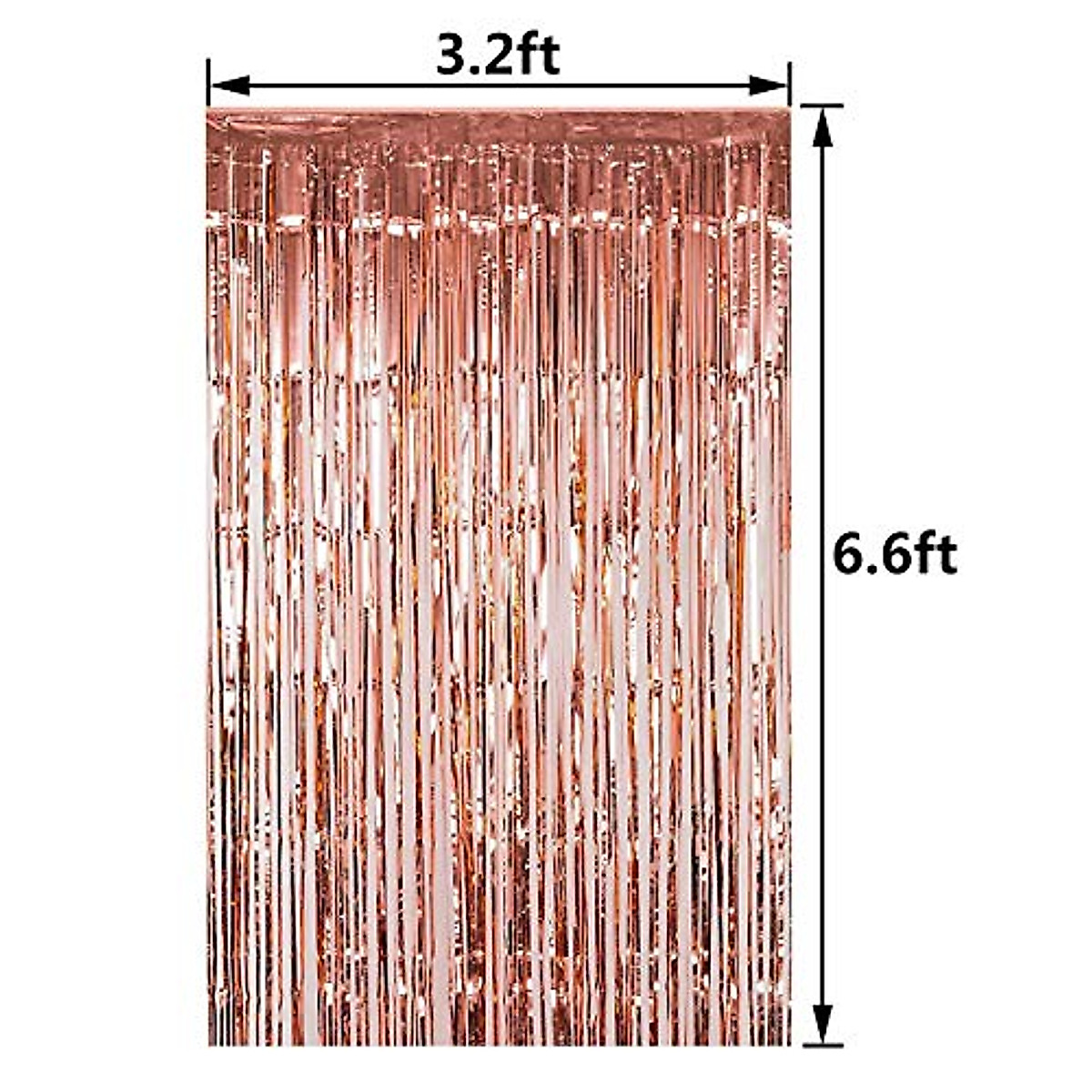 3 Packs 3.2ft x 6.6ft Rose Gold Metallic Tinsel Foil Fringe Curtains Photo Booth Props for Birthday Wedding Engagement Bridal Shower Baby Shower Bachelorette Holiday Celebration Party Decorations