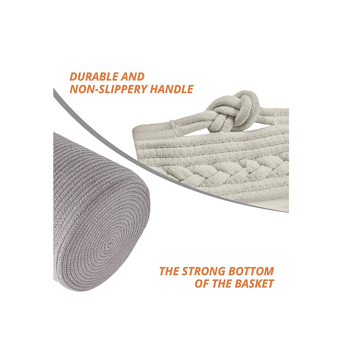 Cotton Rope Basket - 17.8" x 15.8" x 13.8" woven baby laundry basket - Woven Basket Nursery Bin - large baskets for blankets- thread laundry hamper - woven storage basket- rope baskets for organizing