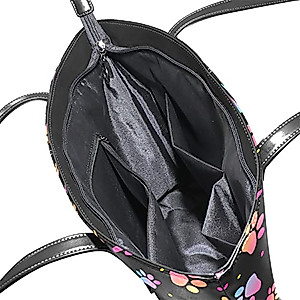 senya Animal Paw on Black Background Handbags Shoulder Bags Leather Crossbody Handbag for Women Tote Satchel