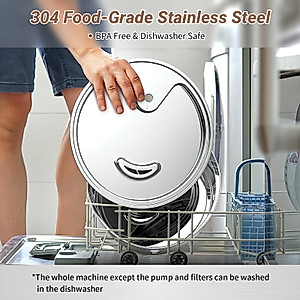 SIBAYS Cat Water Fountain Stainless Steel, 135oz/4L Automatic Pet Fountain for Cats, Dog Water Bowl Dispenser with Water Level Window & LED Water Reminder