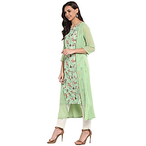 Janasya Kurta for Women Green