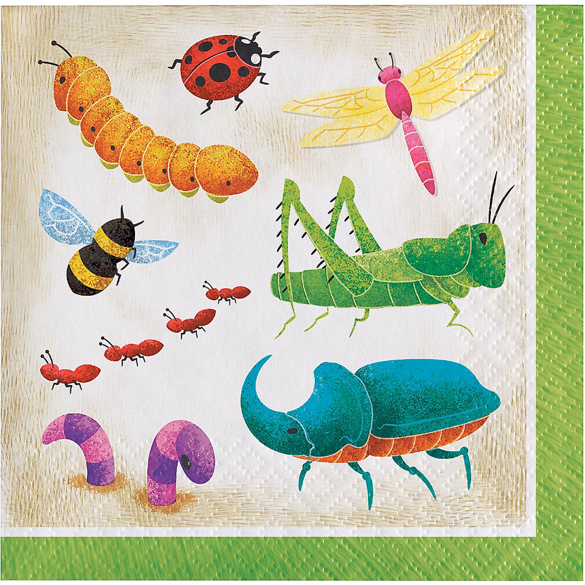 Creative Converting Bugs Party Printed Beverage Napkins - 16pcs