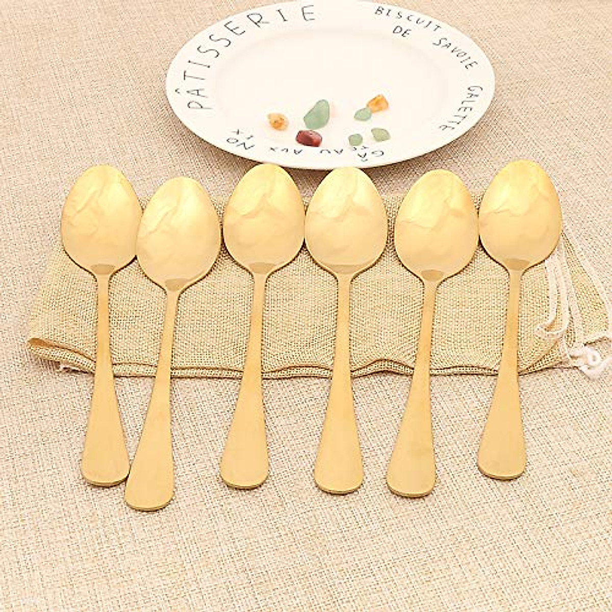 Lightahead 24pcs Stainless Steel Flatware Tableware Premier Quality Gold Colored Cutlery Set in attractive GoldenGift box (Golden)