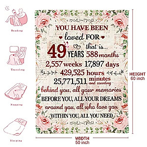 49th Birthday Gifts for Women Happy 49th Birthday Gifts for Her 49 Year Old Birthday Gifts for Women 49th Birthday Decorations for Women Bestie Wife Sister Mom Friends 49th Birthday Blanket 60"x 50"