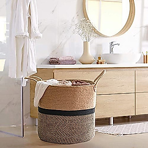 CHICVITA Large Jute Basket Woven Storage Basket with Handles (Set of 2)