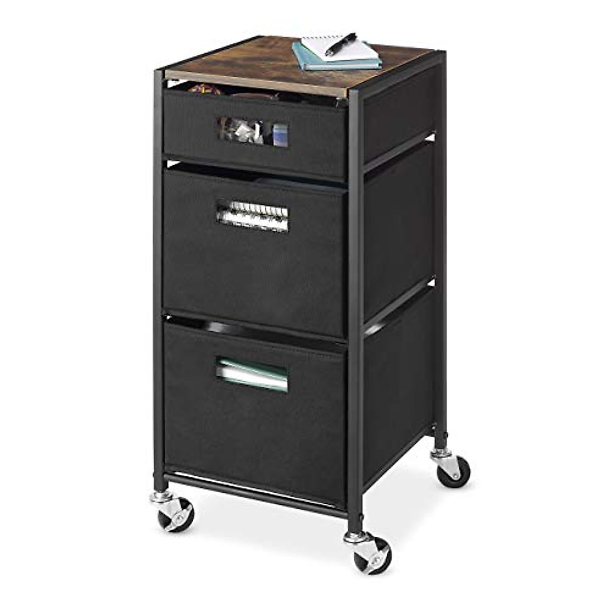 Whitmor Rolling 3-Drawer Storage Utility Cart, Brown