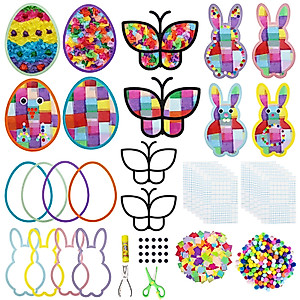 Exquiss Easter Tissue Paper Suncatcher Crafts-Bunny+Egg+Butterfuly Suncatchers Crafts with 1600pcs Craft Kits for Kids Easter Crafts Suncatchers Easter DIY Activities School Art Crafts