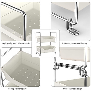 kaileyouxiangongsi Spice Racks, Cosmetic Storage Shelf, Bathroom Countertop Organizer, Vanity Tray Cosmetic & Makeup Storage, 2-Tier Stackable Organizer Shelf (Silver)