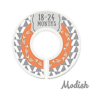 Modish Labels Baby Clothes Size Dividers, Baby Closet Organizers, Size Dividers, Baby Closet Organizers, Closet Dividers, Clothes Organizer, Boy, Woodland, Arrows, Tribal, Orange, Grey, Gray (Baby)