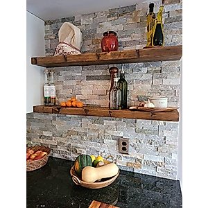 Joel's Antiques | 60 Inch Floating Shelves for Wall | Made of Natural Wood and Easy Install | Heavy Duty Rustic Book Shelves | Perfect for Bathroom, Kitchen, Living Room | Medium Brown 60x9x2 Inches