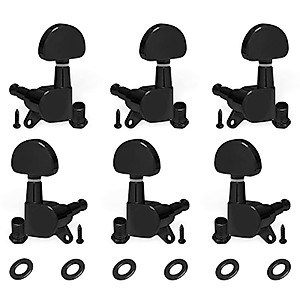 SAPHUE 6 Pieces 3L3R Guitar tuner pegs,Guitar Sealed Fan-shaped Tuning Pegs Tuner Machine Heads for Acoustic Electric Guitar Guitar Parts (Black)