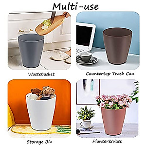 Feisco Small Trash Can,Plastic Round Bathroom Wastebasket Garbage Can for Bathroom Bedroom Kitchen Office (White, Pack of 2)