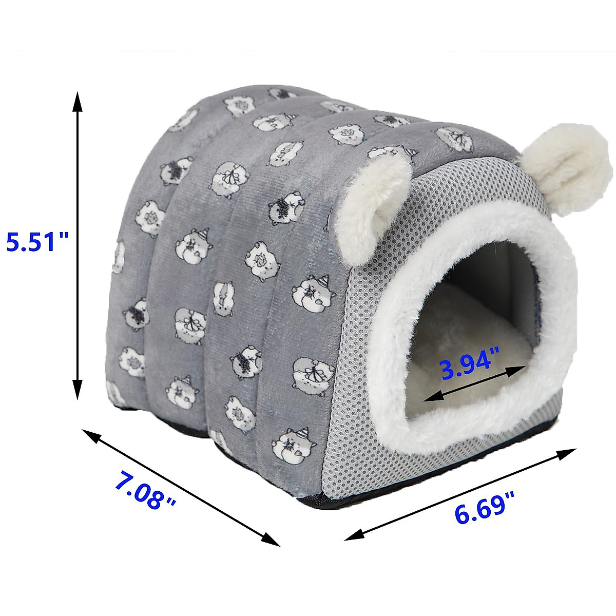 YUANST Hedgehog Bed Cave Nest Hideout, Hamster Guinea Pigs Small Animals Cage Supplies Warm House (Grey)