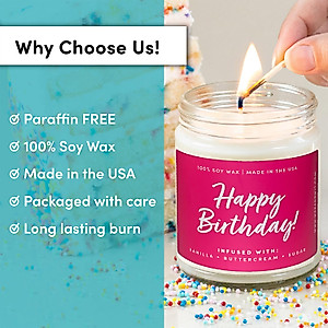 WAX & WIT Buttercream Vanilla Birthday Candle - Unique Happy Birthday Gifts for Women, Happy Birthday Gifts for Her, Eco-Friendly, 9oz