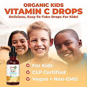 MaryRuth Organics USDA Organic Kids Vitamin C Drops | Vegan Vitamin C Immune Support Supplement for Ages 4-13 | Immune Support & Overall Health | Vitamin C from Organic Acerola Fruit Extract | 2oz