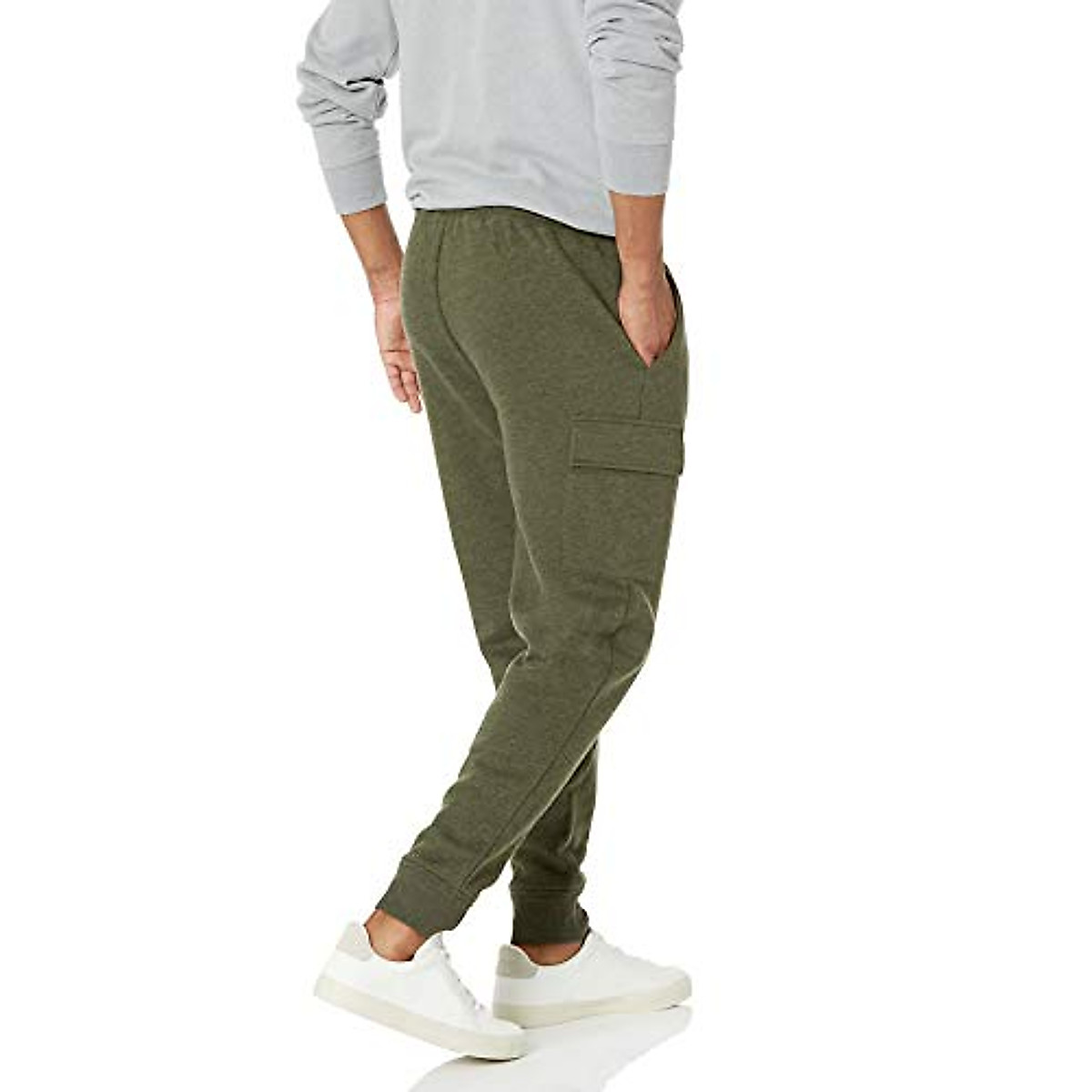 Amazon Essentials Cargo Sweatpants for Men - Fleece Jogger, Olive Heather, Medium