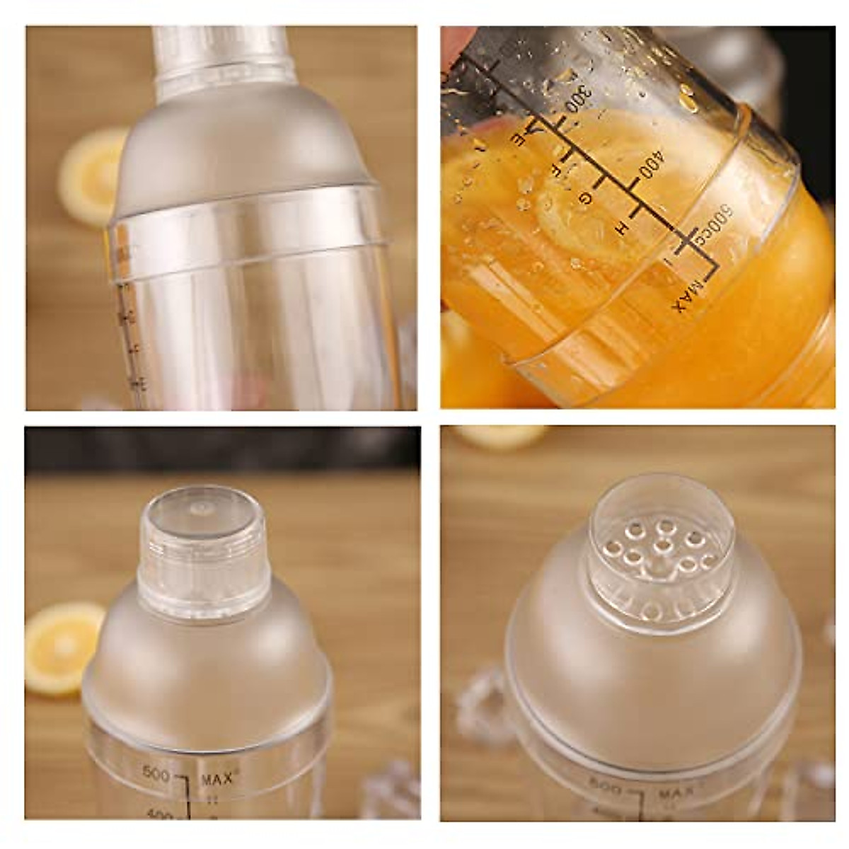 2 Pcs Plastic Cocktail Shaker 700cc / 24 oz Clear Drink Shaker Plastic Bar Tool for Milk Wine Mixing Drink Shaker/Drink Mixer (2, 700ml)