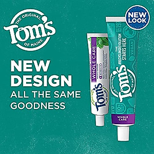 Tom's of Maine Whole Care Natural Toothpaste with Fluoride, Spearmint, 4 oz. 3-Pack
