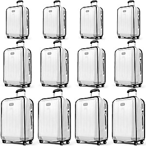 Windyun 12 Pcs Clear Luggage Cover Protector PVC Suitcase Cover Waterproof Dustproof Transparent Luggage Protector for Travel Wheeled Suitcase, Black Border (20 Inch, 24 Inch, 28 Inch)