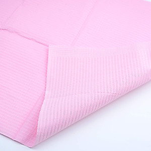 AebDerp 125Pcs Disposable Nail Art Tattoo Paper Towels Table Mat, 3-Ply Waterproof Tattoo Bibs Sheets Nail Desk Mat, Tattooing Tablecloth Pads Tray Covers, Nail Napkins for Nail Salon Supplies (Pink)