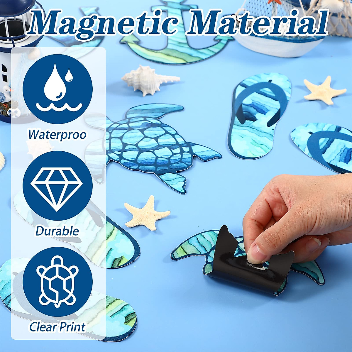 Konohan Cruise Door Decorations Magnetic Turtle Car Magnets Flip Flop Boat Anchor Cruise Ship Decorations Magnetic Cruise Door Sign Carnival Cruise Sticker Refrigerator Magnets, 5 Inch(8 Pcs)