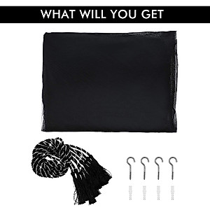 4 Corner Post Mosquito Net Canopy Bed Curtains Large Mosquito Netting Bedroom Princess Decoration Canopy Curtains with 4 Pieces Tassel Hanging Pendants for Full Queen King Size Bed (Black)