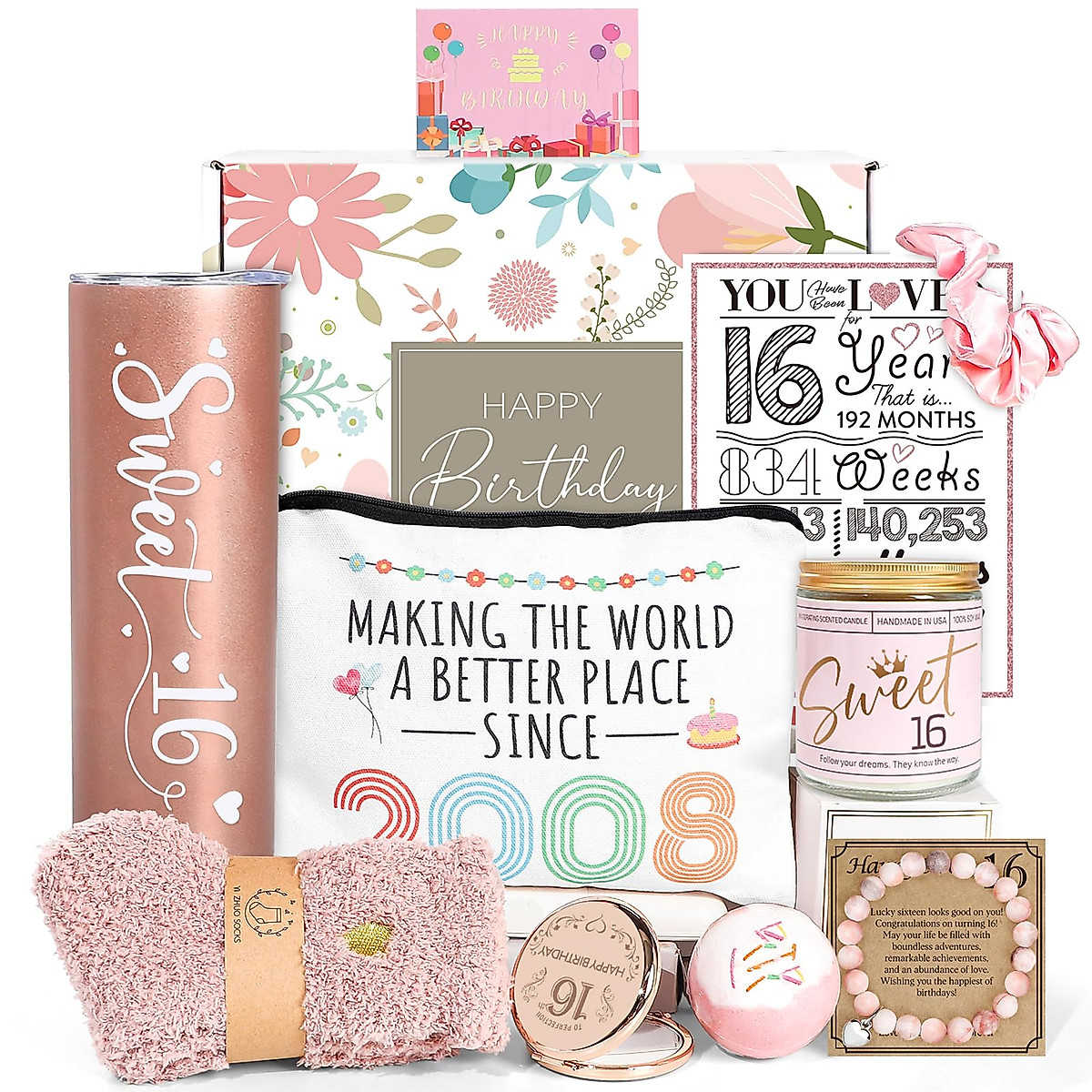 16th Birthday Gifts for Girls, Sweet 16 Birthday Gift Ideas, 10 Pieces Unique 16th Birthday Gifts for Daughter, Niece, Granddaughter, 16th Birthday Gifts for Her, Happy 16 16th Birthday Gifts