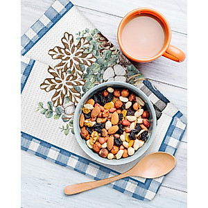 Hokiten Christmas Waffle Kitchen Towels Dishcloths, Xmas Eucalyptus Leaves Winter Cotton Blue Plaid Absorbent Dish Towels | Hand Towels for Bathroom/Bar, 12 x 12 Inch, 2 Pcs