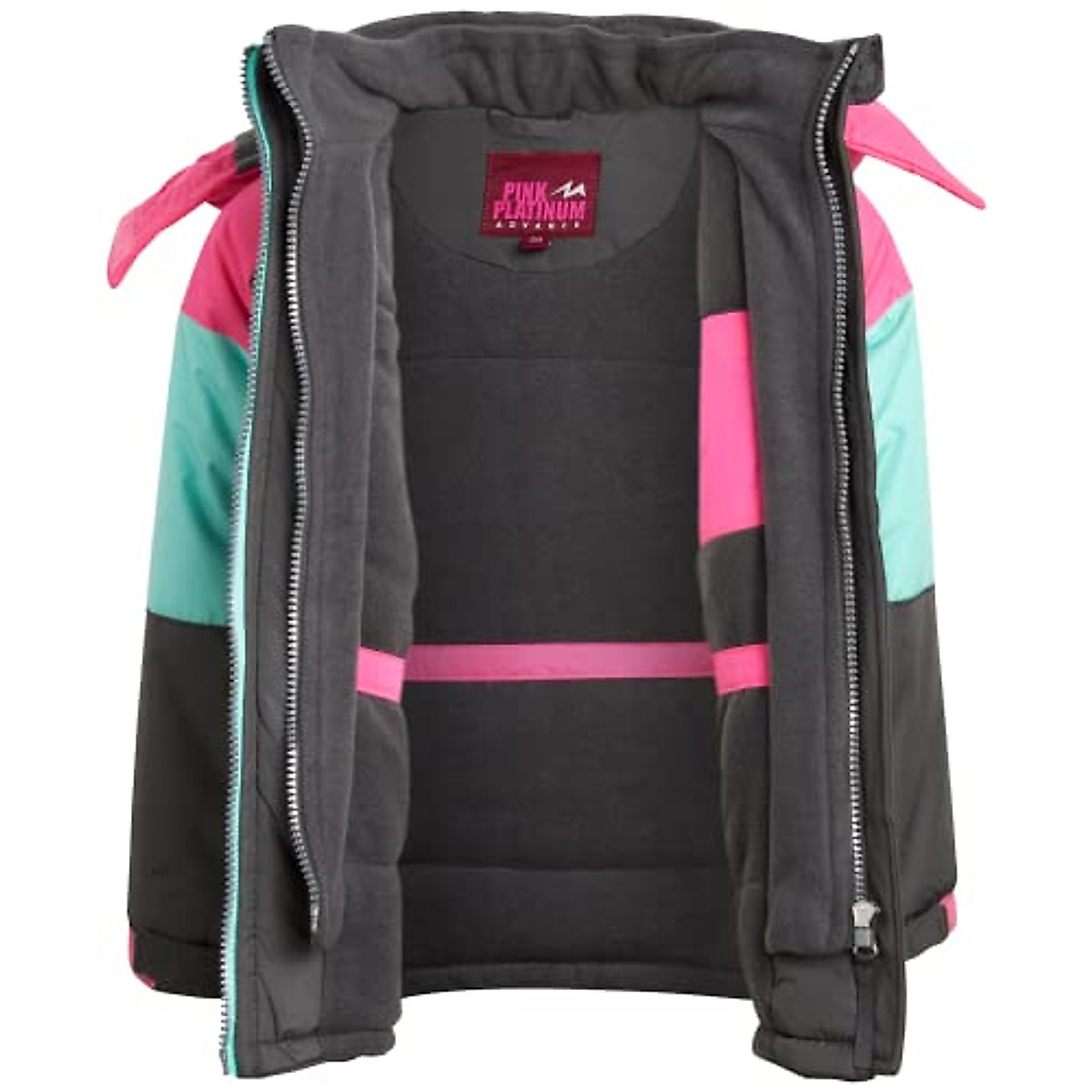 Pink Platinum Girls' Snowsuit - Water Resistant Winter Jacket and Ski Bib Overalls (2T-16), Size 4T, Solid Charcoal