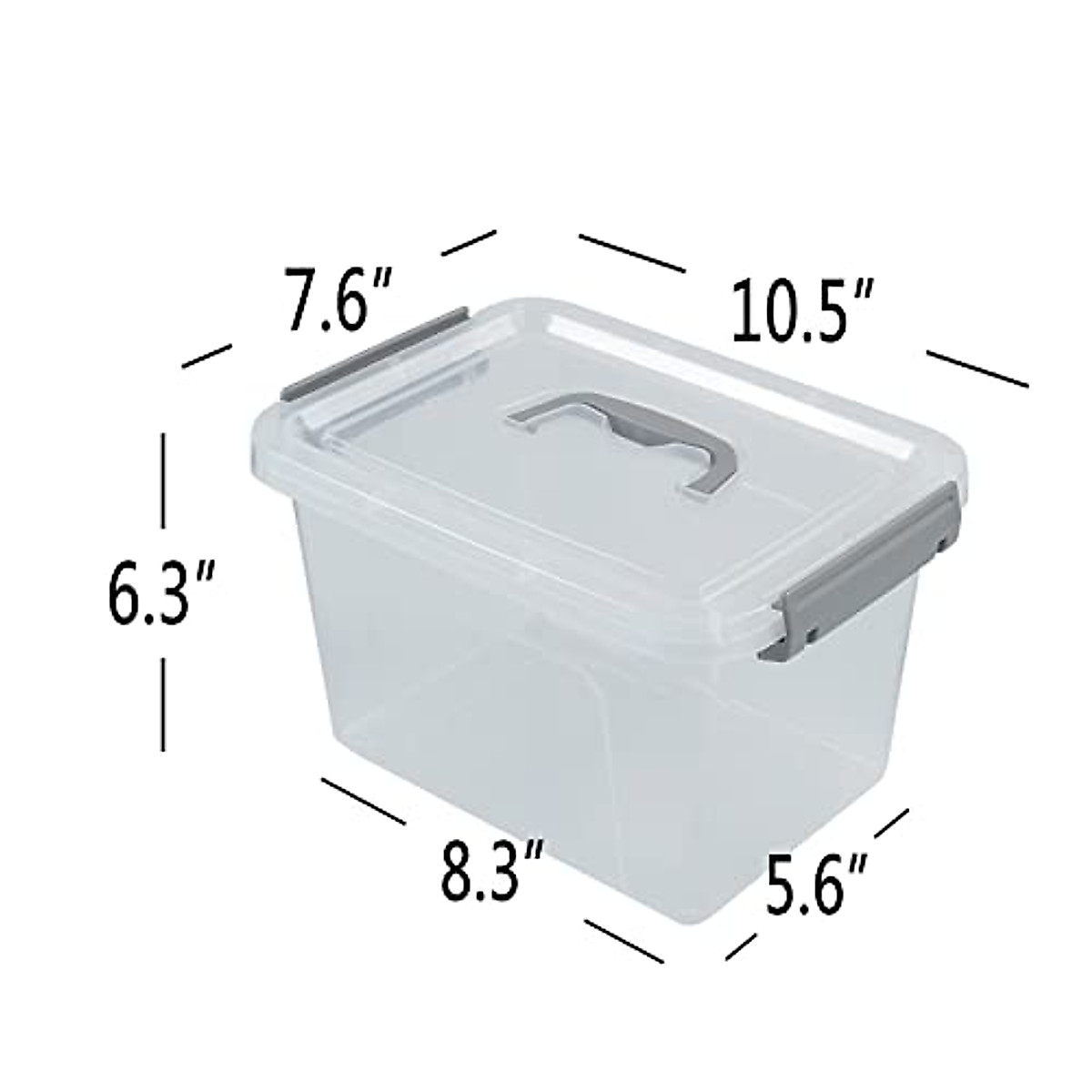 Gloreen 4 Packs 5.5 Quart Storage Box with Handle, Plastic Latching Containers Bin