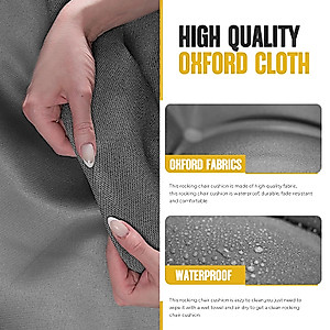 DANGHOOGY Outdoor Rocking Chair Cushion, Waterproof High Back Adirondack Chair Cushion with Ties, 44x21x4 Inches Patio Seat Cushion Replacement for Outdoor Furniture (1, Grey)